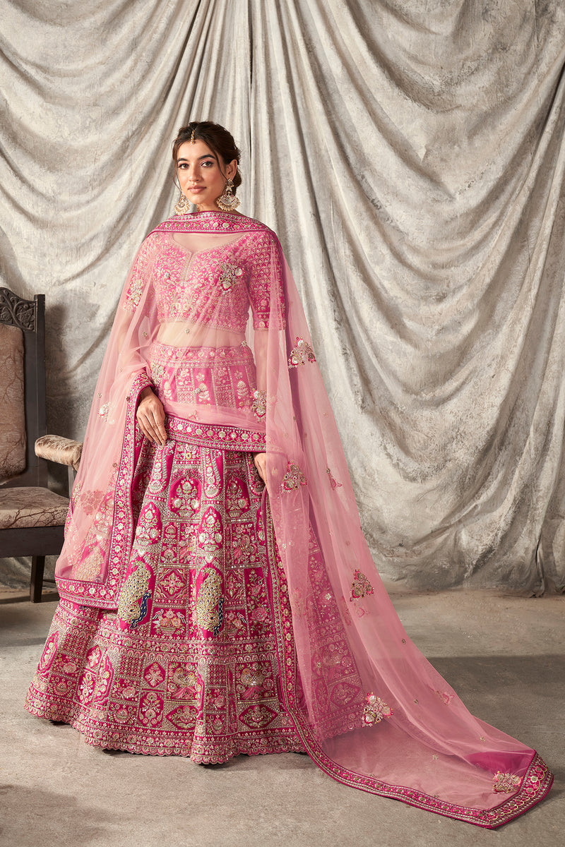 Rani Pink Silk Bridal Lehenga – Rang Roop Online