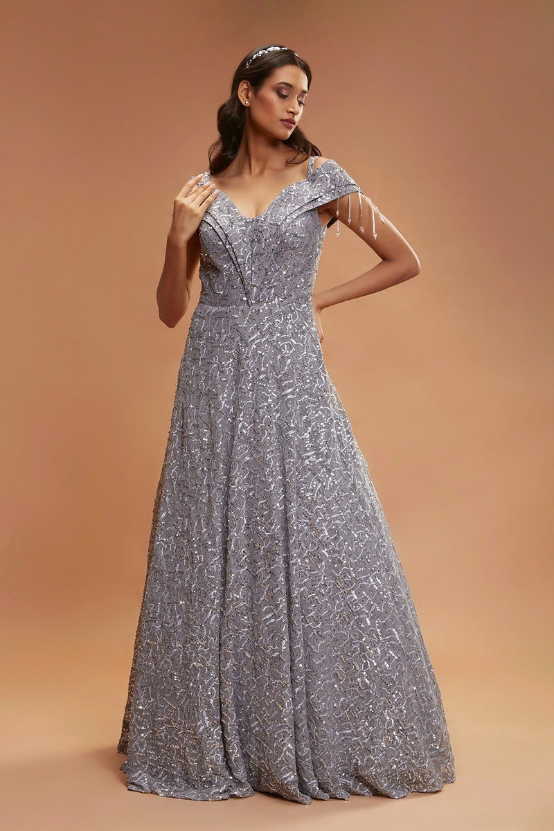 Ash Sequins and Pearls Embellished Bridal Gown – Rang Roop Online